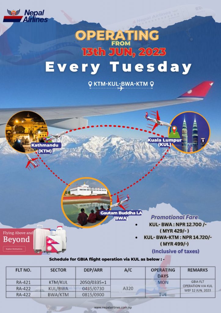 नेपाल एयरलाइन्सबाट नेपाल जान आरएम ५ सय भन्दा कम, अब सिधै भैरहवाको उडान ...